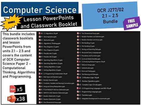 Ocr Gcse Computer Science J277 02 2 1 2 5 Lesson Powerpoints And Classwork Booklet Bundle