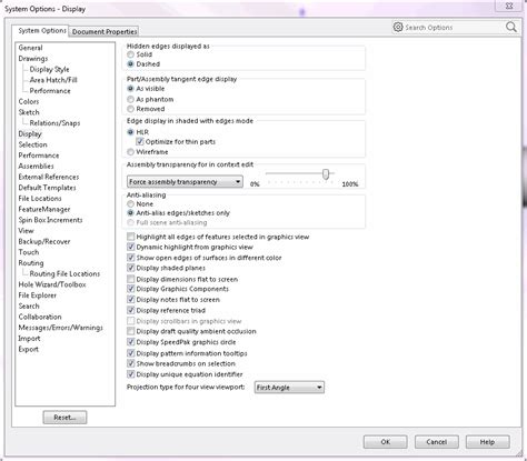 system options display 2018 solidworks api help