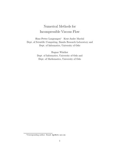 pdf numerical methods for viscous incompressible flows