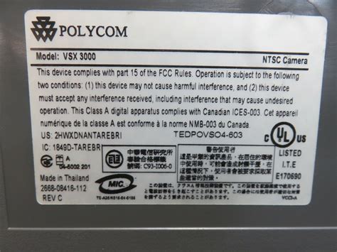 Polycom Vsx 3000 Video Camera Conferencing System Monitor Equipment