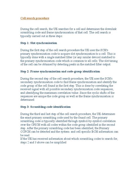 cell search procedure pdf synchronization data transmission