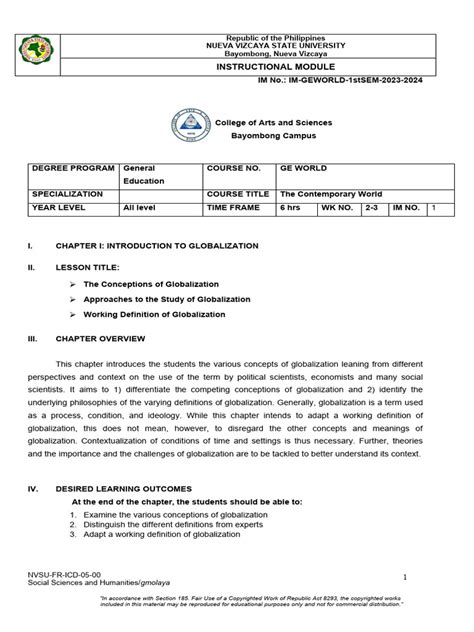 module week 1 2 ge world pdf globalization economic globalization