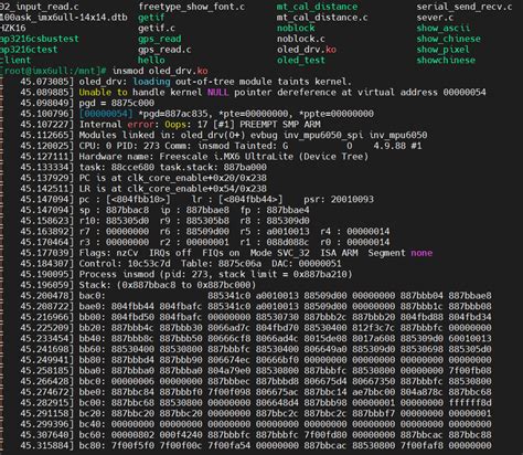 驱动实战oled的spi驱动自己写的驱动insmod时报错，程序崩溃，然后用韦老师视频里的代码也报错，后面还要使用spi Oled，希望能快速解决这个问题，不要影响学习进度 嵌入式