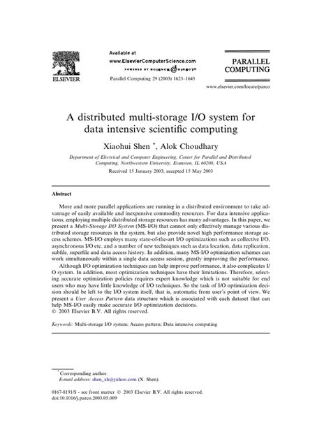 A Distributed Multi Storage Io System For Data Intensive Scientific Computing Pdf
