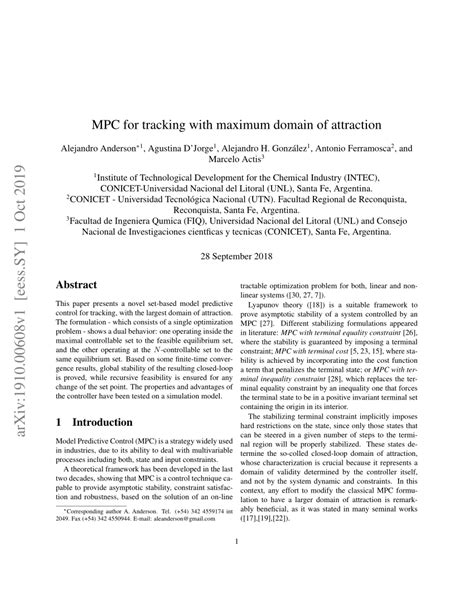 Pdf Mpc For Tracking With Maximum Domain Of Attraction