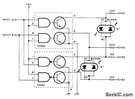TWO INPUT RED GREEN LED LED And Light Circuit Circuit Diagram SeekIC