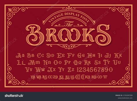 Vintage Font Upper Lower Case Numbers Stock Vector Royalty Free 1731297259