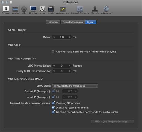 sync preferences logic pro x help