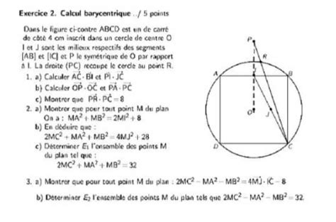 Barycentre Et Produit Scalaire Exercice De Produit Scalaire 889074