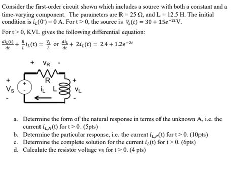 Solved Consider The First Order Circuit Shown Which Includes Chegg