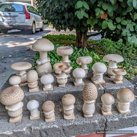 Ai创作图蘑菇园艺雕塑 菌菇雕塑 蘑菇造型小亭 蘑菇造型蘑菇编制物 菌类模型 蘑菇陈设 多彩蘑菇造型 多彩蘑菇模型 蘑菇形摆设 天然石菇 蘑菇