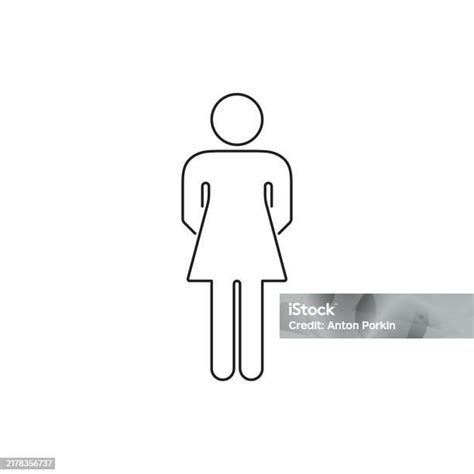 간단한 인간 포즈 선 아이콘입니다 사람 서 있는 윤곽선 표시 벽면 벽면 미니멀한 여성 그림 그림 편집 가능한 획 고립된 벡터