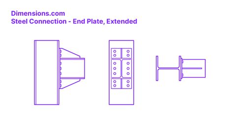 steel connection end plate extended dimensions and drawings