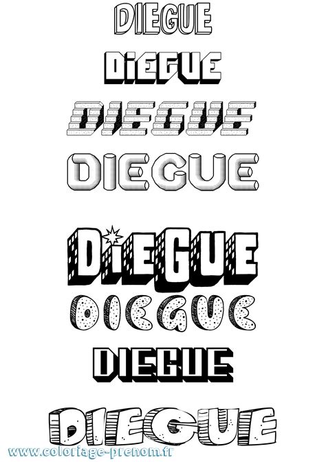 Coloriage Du Prénom Diegue à Imprimer Ou Télécharger Facilement