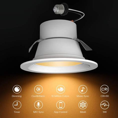 Ilintek 4 Inch Smart Recessed Downlight Bluetooth Rgbww Can Lights Music Sync Simple Retrofit