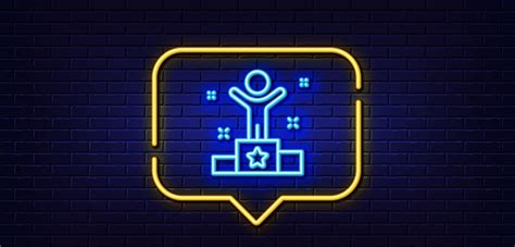 우승자 연단 라인 아이콘입니다 성공 신호 네온 불빛 말풍선 벡터 3차원 형태에 대한 스톡 벡터 아트 및 기타 이미지 3차원