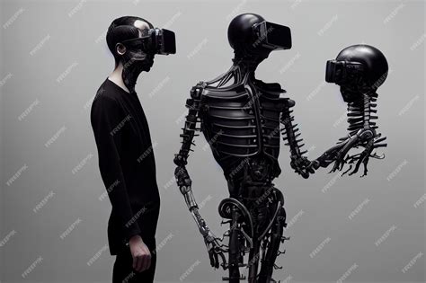 로봇 미래지향적 해석 미래 2025 로봇의 세대 가상현실 프리미엄 사진
