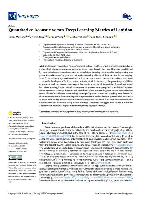 pdf quantitative acoustic versus deep learning metrics of lenition
