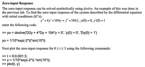 solved zero input response the zero input response can be solved
