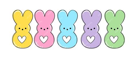 Premium Vector Cute Easter Rabbit Vector Easter Clipart Kawai Easter Peep Candy