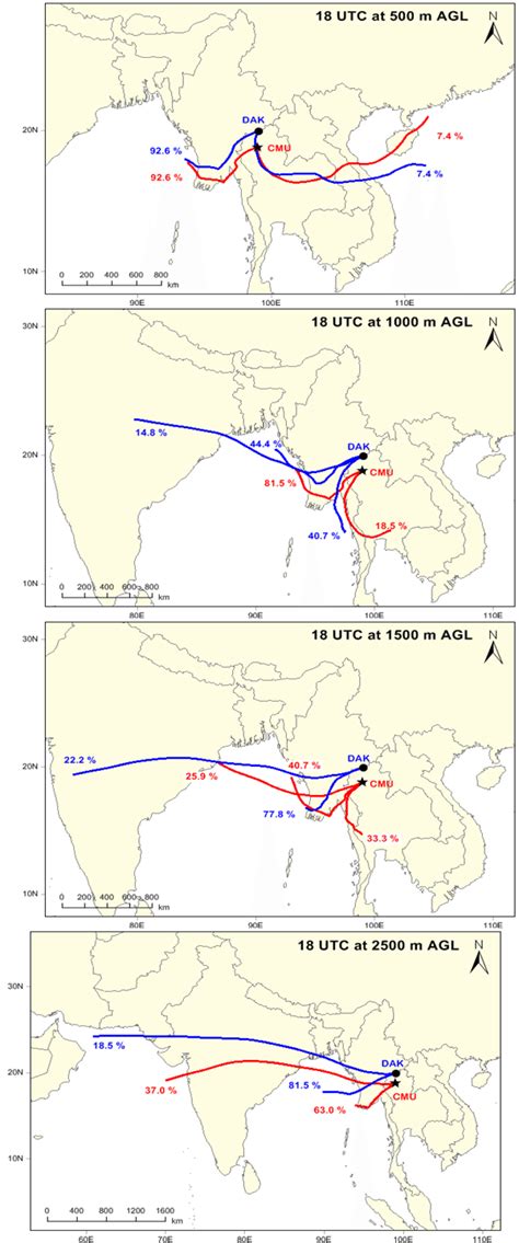 Fig S3cluster Analysis Of Three Day Backward Trajectories At Four