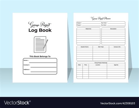Group Project Logbook Kdp Interior School Vector Image