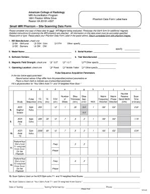 Acr Mri Phantom Data Sheet Fill Online Printable Fillable Blank PdfFiller