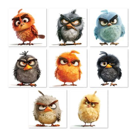 32 Grumpy Bird Watercolor Clipart  For Art And Craft Digital Paper