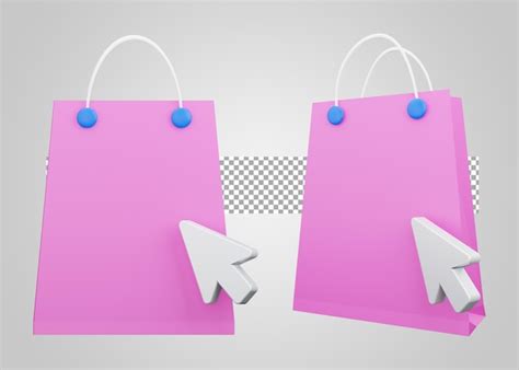 Premium PSD Online Shopping With Shopping Bag And Cursor Isolated On Transparent Background D