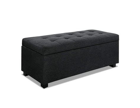 Buy Ottoman Storage Box Seating Fabric Cover Charcoal Comfy Divan Mss Bin Otm L Linen Cha