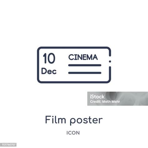 영화 개요 컬렉션에서 선형 필름 포스터 아이콘입니다 얇은 라인 필름 포스터 벡터 흰색 배경에 고립입니다 영화 포스터 유행 그림 0명에 대한 스톡 벡터 아트 및 기타 이미지