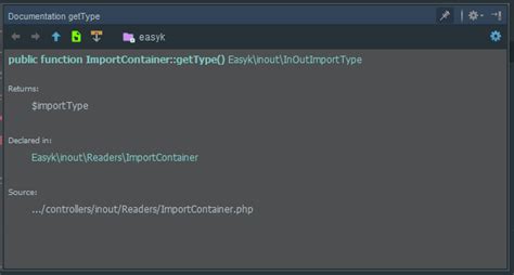 Phpstorm Return Type Hinting In Quick Documentation Stack Overflow