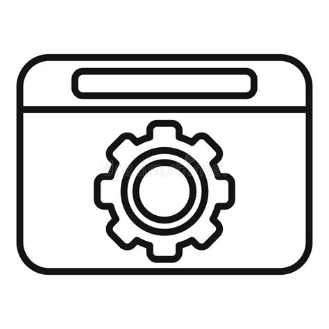 gear system icon outline vector button interface stock illustration