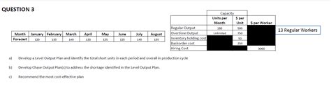 Solved A Develop A Level Output Plan And Identify The Total