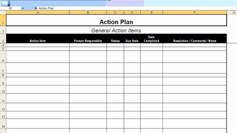 20 Project Action Plan Template Excel