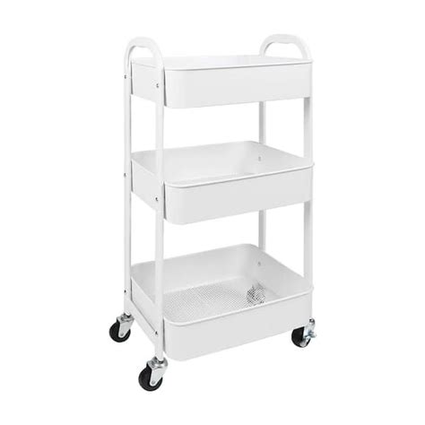 3 Tier Rolling Utility Cart With Caster Wheels Easy Assembly For