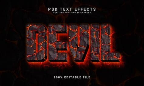 Lava Style Devil 3d Text Effect Psd