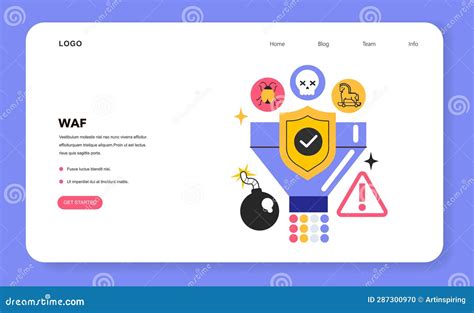 Waf Web Application Firewall Concept For Infographic Template Banner With Four Point List