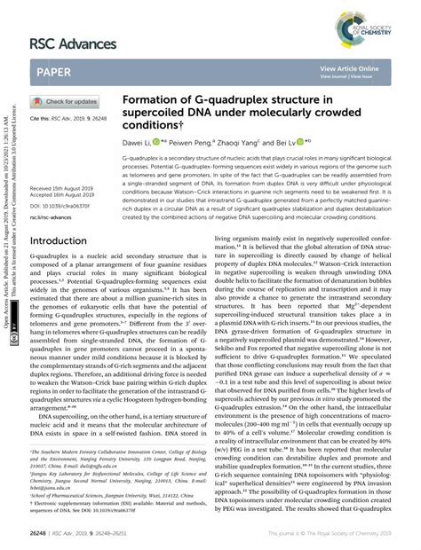 Pdf Formation Of G Quadruplex Structure In Supercoiled Dna Dokumentips