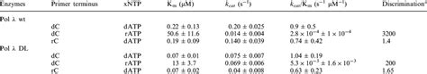 Steady State Kinetic Parameters For Single Nucleotide Incorporation By Download Table