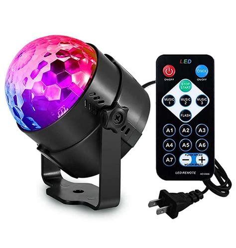 led 사운드 활성화 파티 조명 리모컨 dj 디스코 볼 스트로브 클럽 램프 7가지 모드 스테이지 파 라이트 티몬