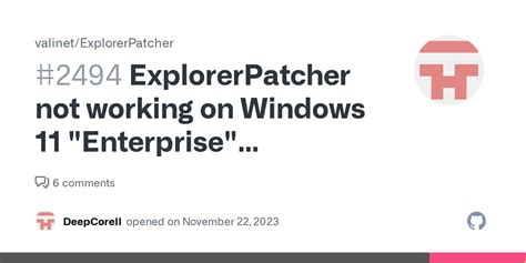 Explorerpatcher Not Working On Windows 11 Enterprise Continuation Of Issue 2486 · Issue