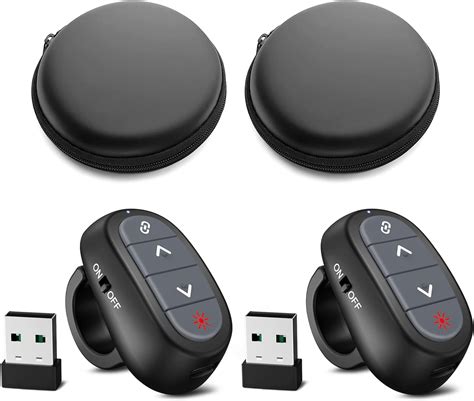 2 Units Presentation Clicker Powerpoint Presenter Remote Laser Pointer Finger Ring Computer