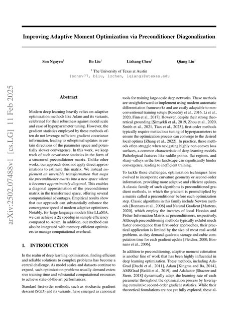 Pdf Improving Adaptive Moment Optimization Via Preconditioner Diagonalization