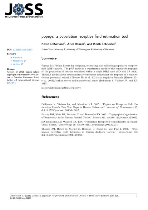 Pdf Popeye A Population Receptive Field Estimation Tool