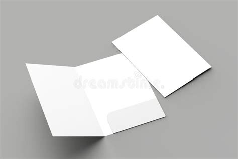 A4 Size Single Pocket Reinforced Folder Mock Up Isolated On Gray Stock Illustration