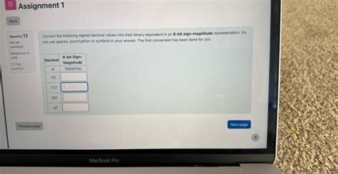 Solved Convert The Following Signed Decimal Values Into Chegg Com