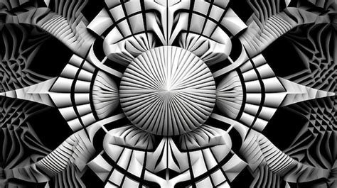 Premium Ai Image Illusory Symmetry Geometric Pattern In Black And White