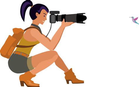A Vibrant Clipart Image Of A Photographer In Action Capturing The