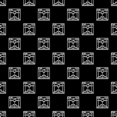 Premium Vector Threedimensional Printing Vector 3d Printer Concept Linear Seamless Pattern